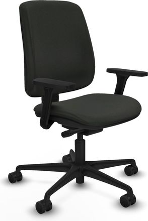 Piqueras y Crespo Schwarzer B&uuml;rostuhl Alares mit 3D-Armlehnen, ausgestattet mit Syncro/Traslack und Schaumstoff, Rollen 65 mm, Nylon, Schwarz