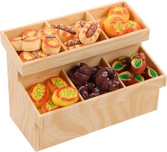 BESPORTBLE TOYANDONA Miniatur Ausstellungsregal mit 24 Simulierten Broten aus Kunststoff und Harz Brotschrank f&uuml;r Puppenhaus Dekor Platzsparendes K&uuml;chendekor f&uuml;r