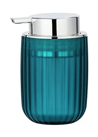 WENKO Seifenspender Agropoli Petrol nachfüllbarer Seifendosierer für Flüssigseife aus hochwertigem Kunststoff mit plastischer Formgebung und gefrosteter Obe