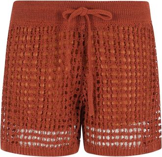 Roberto Collina Femme, Shorts, Rouge, Taille: 36 FR Shorts &agrave; maille ajour&eacute;e avec cordon de serrage