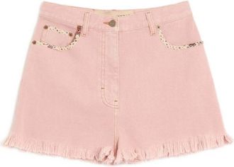 Valentino Floral Frayed Denim Shorts