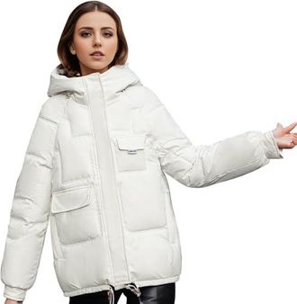 Generic Manteau dhiver surdimensionn&eacute; &agrave; capuche pour femme Printemps 2026, blanc, XXL