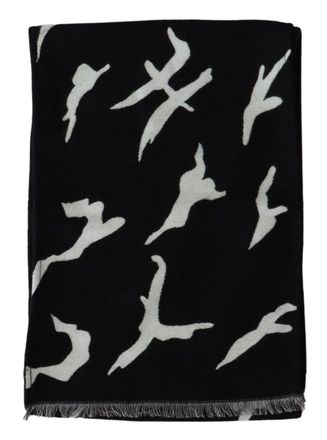 Givenchy Womens Logo-Embroidered Wool Scarf Black Silk