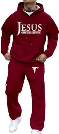 Generic Surv&ecirc;tements pour homme avec imprim&eacute; lettres, sweat &agrave; capuche, jambe droite, poche ample, ensemble d&eacute;contract&eacute; pour le sport quotidien, jogging, hauts