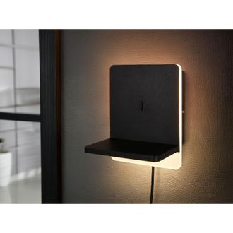 Trio Led Wandleuchte fairfield Schwarz mit Stecker, Schalter & Ladefunktion Höhe 20cm
