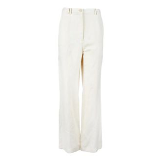 Patrizia Pepe Femme, Pantalons, Blanc, Taille: 38 FR Pantalon en viscose lin