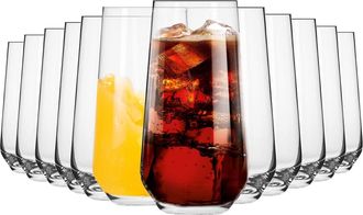 Krosno Wassergläser Longdrinkgläser Trinkgläser | Set von 12 | 480 ML | Splendour Kollektion | Perfekt für zu Hause, Restaurants und Partys | Spülmaschinenfe