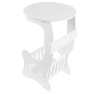 DOITOOL Moderner Runder Beistelltisch mit Stauraum Mini couchtisch f&uuml;r Wohnzimmer und Schlafzimmer Wei&szlig;er Kompakter Home Desk Platzsparender Bedside Storage S