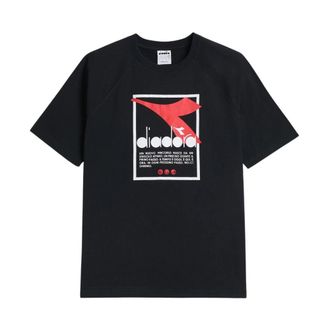 Diadora Urbanity Baumwoll T-Shirt Schwarz - - Tops - Herren - Schwarzk - XL