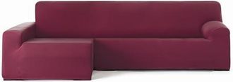 Eysa Bi-elastischer Sofabezug für Chaiselongue, mit langem Arm an der linken Seite, Farbe: Bordeaux, Design Harlem