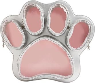 Generic Sac &agrave; dos en cuir PU motif chat mignon avec poche transparente pour femmes et filles