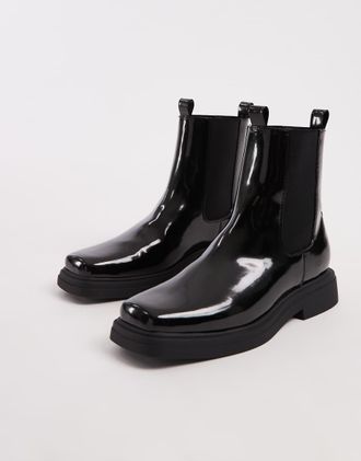 Asos Chelsea-Stiefel in Schwarz mit eckiger Zehenpartie
