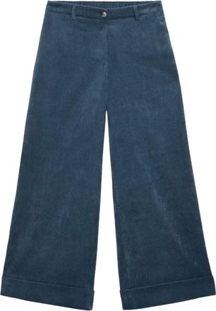 Oltre Femme, Pantalons, Bleu, Taille: 44 FR Pantalon de Velours &Eacute;court&eacute;