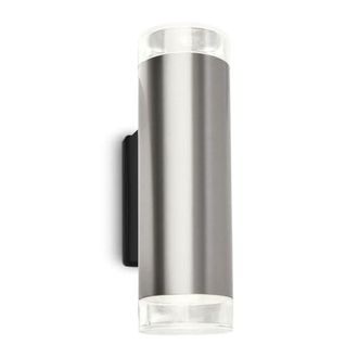 Briloner LED Wandleuchte aussen, LED Wandlampe silberfarbig, IP44 Spritzwasserschutz, 4000K neutralwei&szlig;es Licht, GU10 inkl, Silber