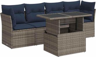 vidaXL Vidaxl - Set Divano Giardino 5 Pz Con Cuscini Grigio Polyrattan Acacia