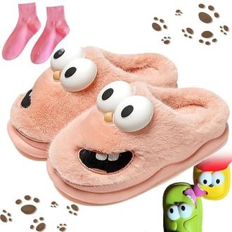 Generic Pantoufles amusantes pour femme - Semelle &eacute;paisse antid&eacute;rapante - Confortable - Grand oeil - Langue - Grand orteil - Imprim&eacute; dents, Rose 2., 37.5 EU