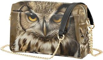 Mnsruu Sacs à bandoulière pour femme, sac à main en cuir marron chouette