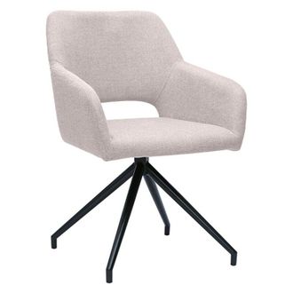 Miliboo Miliboo - Drehstuhl 360&deg; aus beigem Textur-Veloursstoff und schwarzem Metall laurette