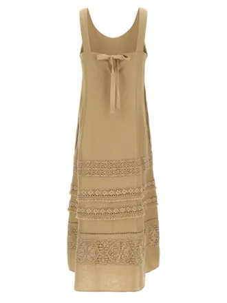 Max Mara Womens Beige Linen Long Dress