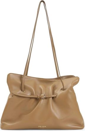 Prada Hobo Bags - Brown Lamb Leather Shoulder Bag With Gathered Desi - Gr. unisize - in Braun - f&uuml;r Damen