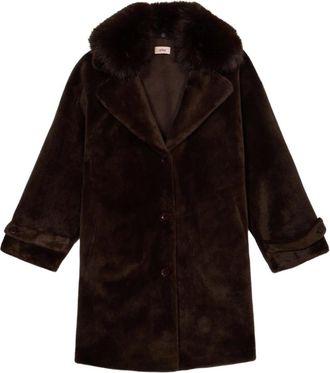 Oltre Femme, Vestes, Brun, Taille: 44 FR Manteau en tissu doux