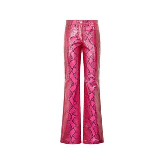 Roberto Cavalli Python-Print Lederhose - - Trousers - Damen - Rosa - M
