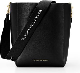 Victoria Hyde London Modische Beuteltaschen, Damen-Lederhandtaschen, gro&szlig;e Umh&auml;ngetasche, Schwarz, Large