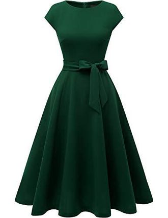 Dresstells Dresstells Robe de cocktail mi-longue pour femme Style rétro rockabilly années 1950 Robe élégante pour un mariage - Vert - 36