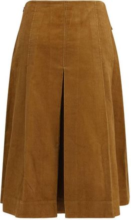 Tory Burch Corduroy Pleated Skirt - Brown