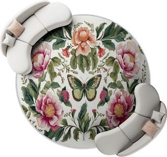 Generic 180 cm Tapis Rond en Laine synth&eacute;tique - Motif Plantes Fleurs Papillons antid&eacute;rapant Lavable Tapis pour Chambre denfant Salle &agrave; Manger Salle de Jeux B