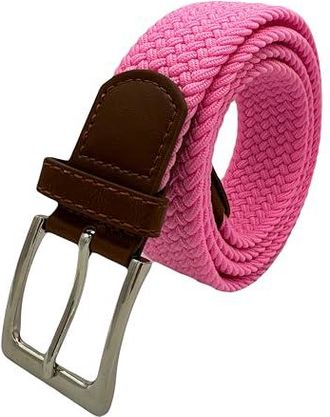 Migura Ceinture tressée élastique pour homme et femme Ceinture élastique extensible sangle de travail décontracté tactique tissu nylon réglable ceinture rose