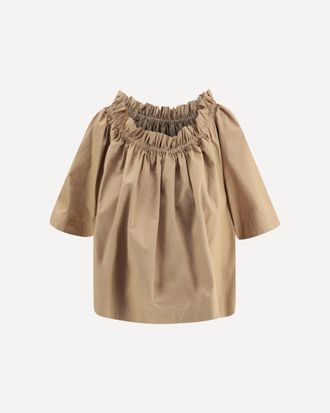 Saint Laurent Cotton ruffle Top Female 38