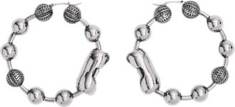 Marc Jacobs Femme, Accessoires, Gris, Taille: ONE Size Monogram Ball Chain Hoop Earrings