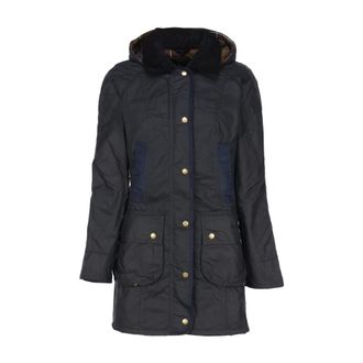 Barbour Blauer gewachster Baumwollmantel mit Kapuze - - Coats - Damen - Blau - XS