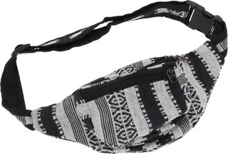 Guru Shop Ethno Sidebag & G&uuml;rteltasche - Schwarz/wei&szlig;, Unisex - Erwachsene, Baumwolle, 14x20x5 cm