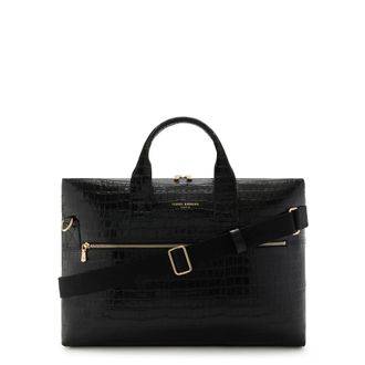 Isabel Bernard Aktentaschen - Honor&eacute; Anique croco black calfskin leather handbag - Gr. unisize - in Schwarz - f&uuml;r Damen