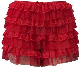 Generic Lolita Bloomers Short &agrave; volants en dentelle pour femme - Short sexy en forme de citrouille - Taille &eacute;lastique - Noeud sur le devant - Couleur unie - S
