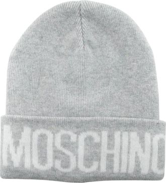 Moschino unisex, Accessoires, Gris, Taille: ONE Size Bonnet en m&eacute;lange de laine avec logo