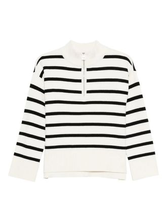 DKNY pull rayé à col zippé - Blanc