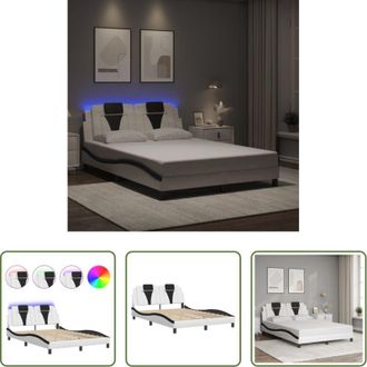 vidaXL vidaXL Kunstleder Bettgestell - Bettgestell Viana mit LED ohne Matratze Wei&szlig; und Schwarz 140x190 cm
