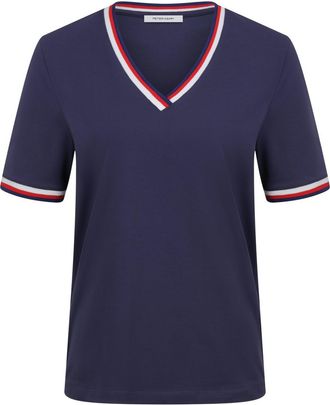 Peter Hahn T-Shirt V-Ausschnitt Peter Hahn blau