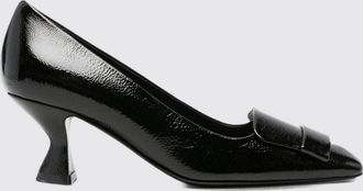 Sergio Rossi Pumps aus Naplak-Leder mit eckiger Zehenpartie und Spulenabsatz
