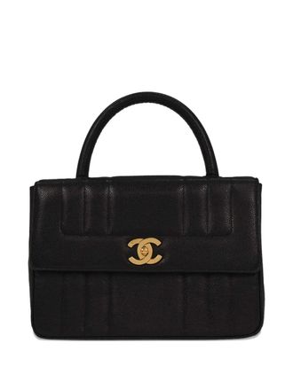 Chanel 1995 Gesteppte Handtasche mit CC - Schwarz