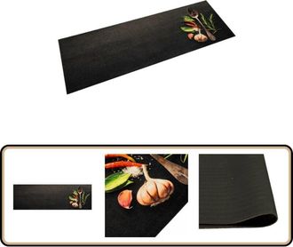 vidaXL Tapis de cuisine lavable impression dépices 60x180 cm velours - Tapis De Cuisine - Tapis Absorbant - Tapis Noir - Tapis Décoratif - Tapis Salle De