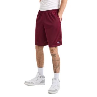 Champion Herren Shorts Lange Netz-shorts mit Taschen, Bordeauxrot, M