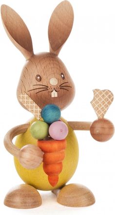 Rudolphs Schatzkiste Osterhase Stupsi mit EIS 7x13x9cm NEU Hase Holzhase Osterdeko Osterfigur Erzgebirge