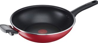 Lagostina Mediterrane Küche Antihaft-Wok aus Aluminium, 30 cm, Induktion, Gas und Ofen, mit Thermo-Signal-Anzeige, Titanium Easy Beschichtung, ergonomischer Gri