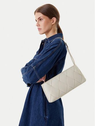 Calvin Klein Handtasche Ck Woven Elongated Shoulder Bag K60K612992 Wei&szlig;