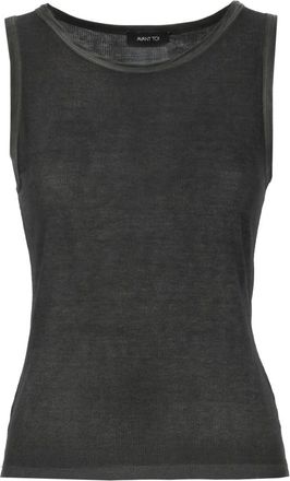 Avant Toi Femme, Tops, Noir, Taille: 36 FR Haut Sans Manches Col Rond