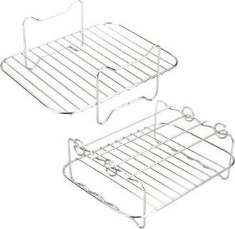 Generic Support de friteuse &agrave; air en acier inoxydable - Support carr&eacute; &agrave; double couche pour friteuse &agrave; air | Grille de cuisson &agrave; la vapeur de restaurant, acces